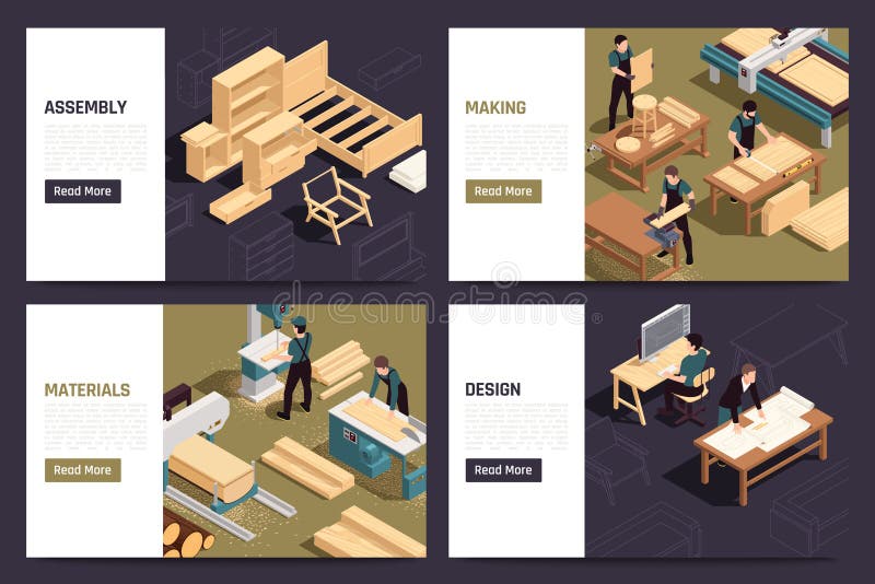 Furniture Production Isometric Concept Stock Vector - Illustration of ...