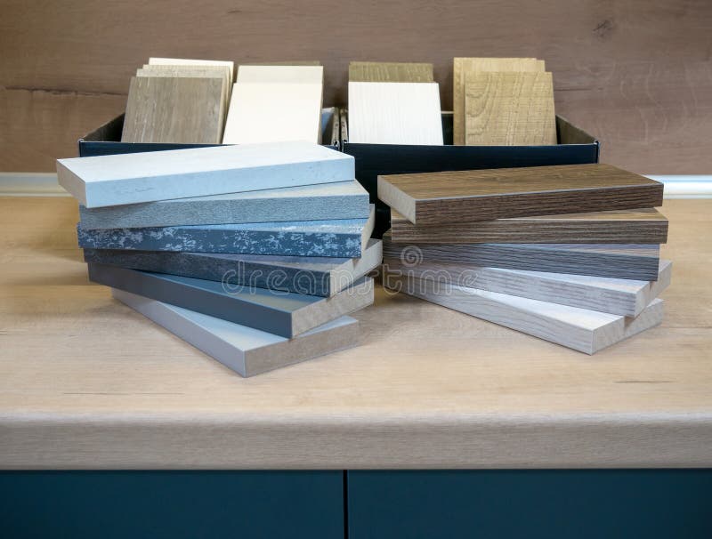 Furniture Production. Samples of Multi-colored Finishing Material Based ...