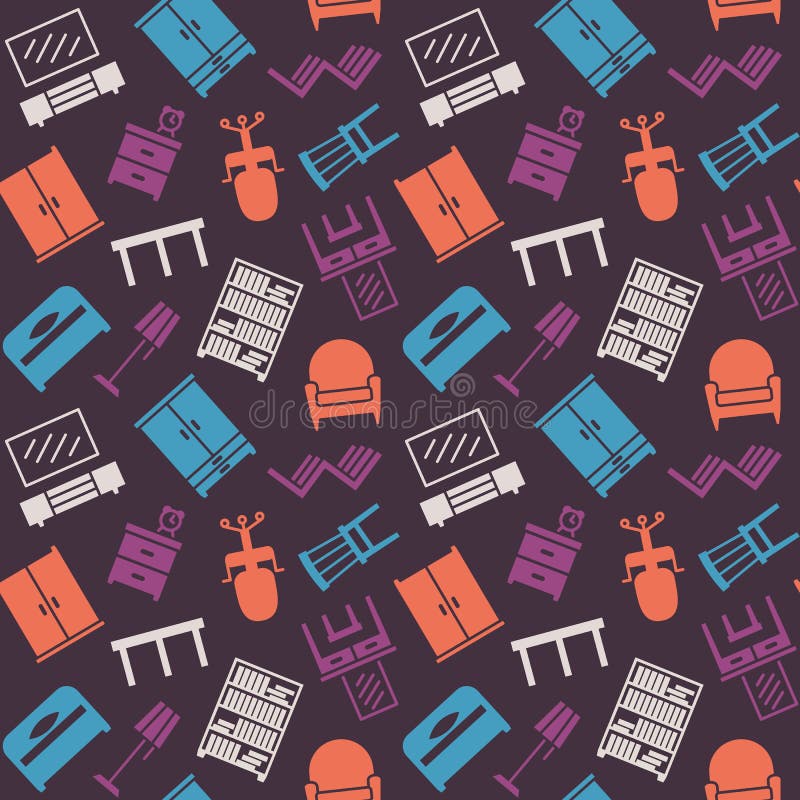 Furniture Seamless Color Pattern. Background, Illustration, Vector ...