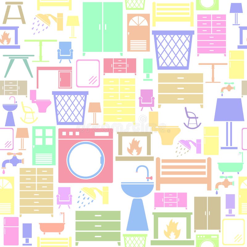 Furniture Seamless Pattern Background Icon Stock Vector - Illustration ...