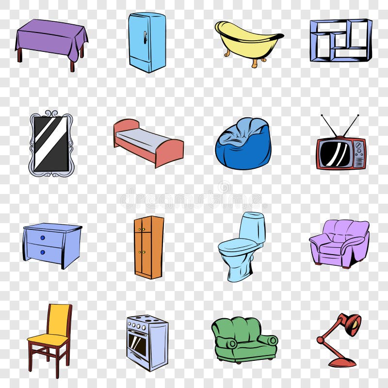 Furniture Comics Icons Set Stock Illustrations – 47 Furniture Comics ...