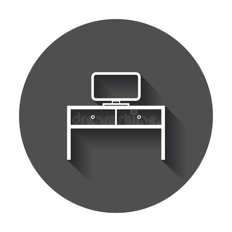 Furniture Table with Laptop Computer Icon. Stock Vector - Illustration ...