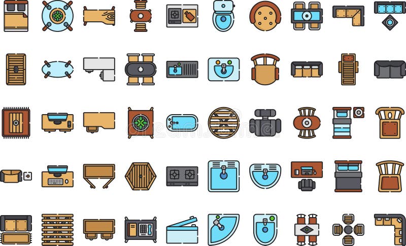 Furniture Top View Icons High-Quality Vector Icons Collection with ...