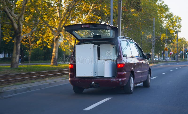 Furniture Transport in Passenger Car Stock Image - Image of passenger ...