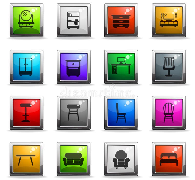 Furniture icon set stock vector. Illustration of bedside - 122178419