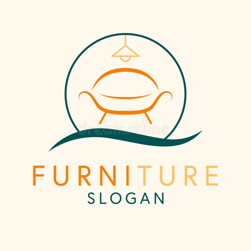 Furniture Vector Logo Design. Couch and Lamp Logotype Stock Vector ...