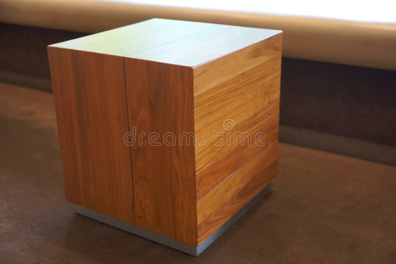 Furniture wooden cube seat stock photo. Image of interiors - 132240908