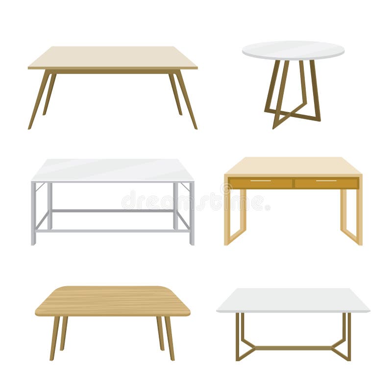 Furniture Wooden Table Isolated Illustration on White Background Vector ...