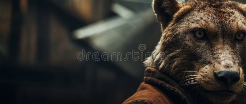 Furry Animal Wearing Leather Jacket Stock Illustration - Illustration ...