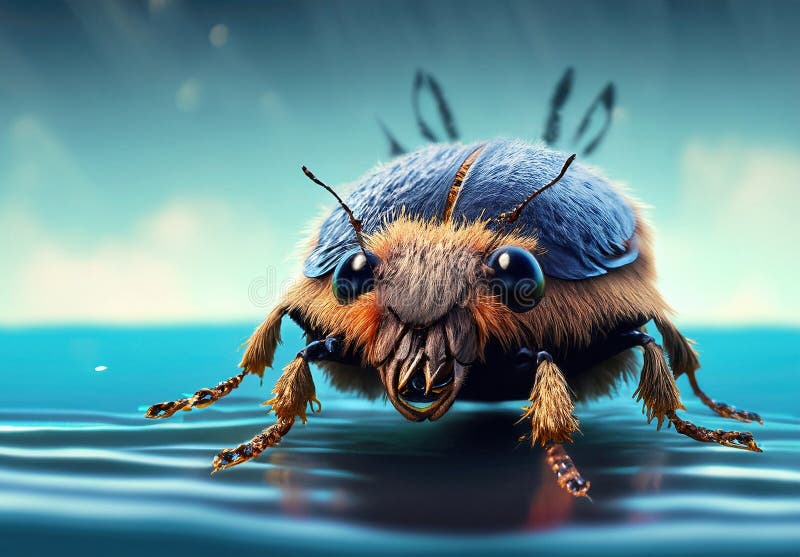 Furry Beetle Water Ocean Best Quality Stock Illustration - Illustration ...