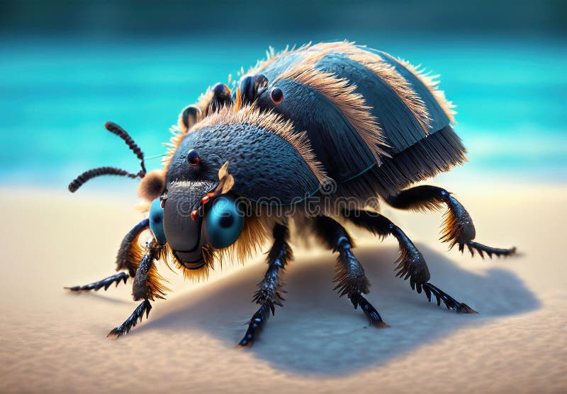 Furry Beetle Water Ocean Best Quality Stock Illustration - Illustration ...