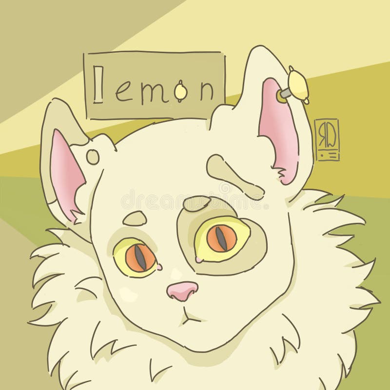 Furry Cat Lemon Digital Artwork Portrait Stock Illustration ...