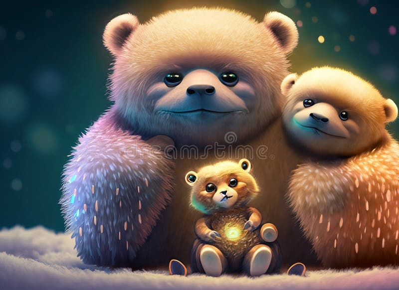 Furry Cheerful Baby Teddy Bear with Big Eyes Stock Illustration ...