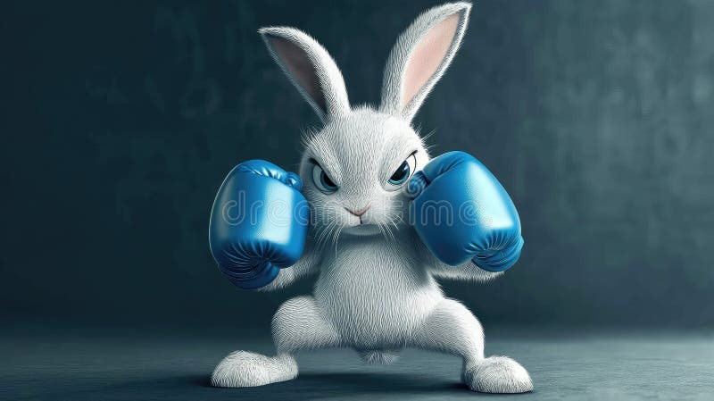 Furry Fighter Ready for Boxing. Adorable Bunny with Boxing Gloves Stock ...
