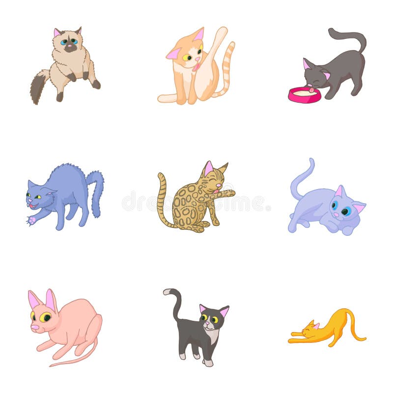 Furry Friend Icons Set, Cartoon Style Stock Vector - Illustration of ...