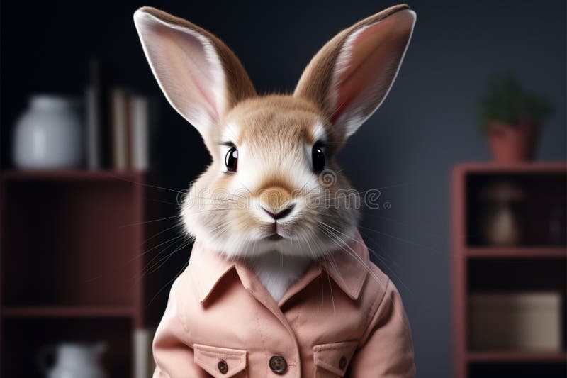 Furry Friend Isolated Young White Rabbit in a Studio Setting Stock ...
