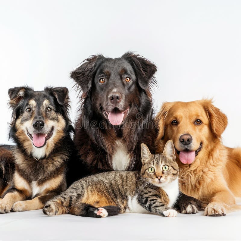 Furry Harmony: Dogs and Cats Napping Together Stock Illustration ...