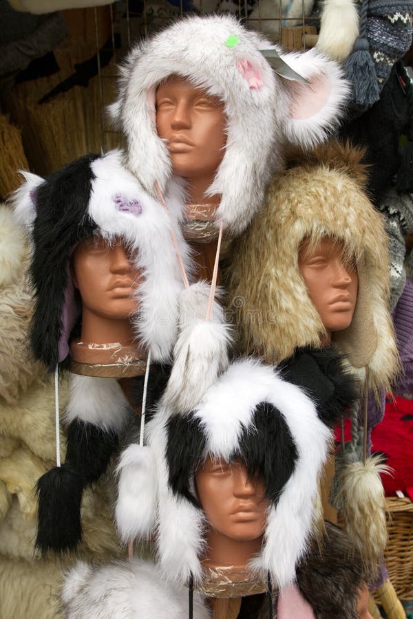 Furry hats stock photo. Image of front, fashionable, material - 24932730