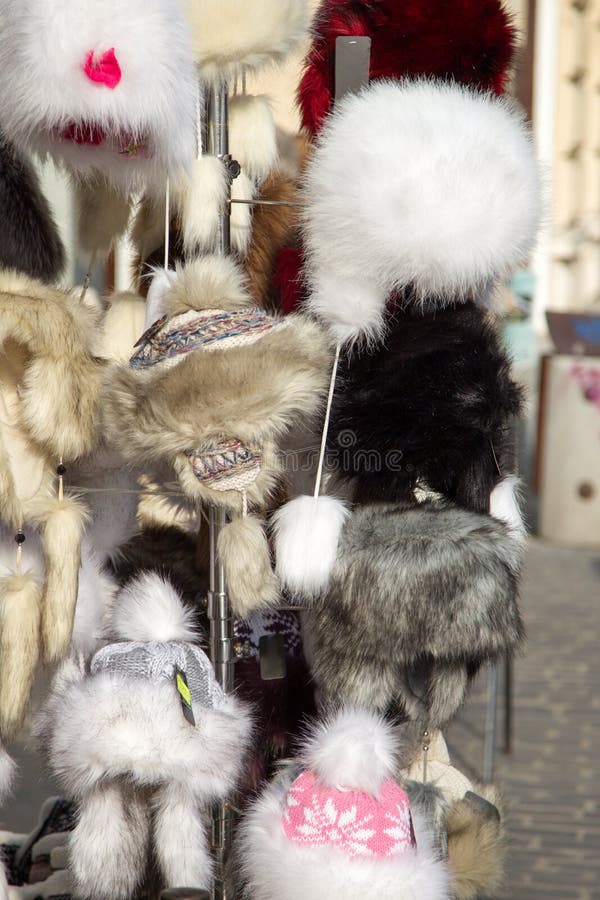 Furry hats stock photo. Image of button, striped, artificia - 33028020