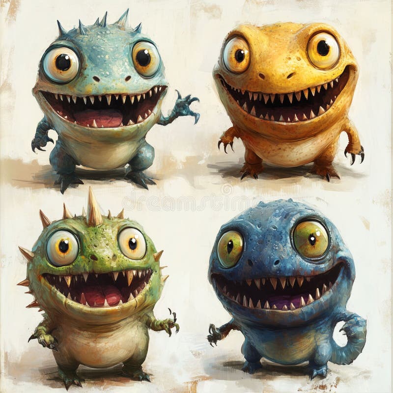 Furry Monster Crew with Funny Features Stock Illustration ...