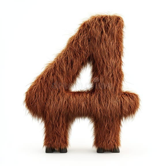 A Furry Number Four Character with a Playful Design Stock Illustration ...