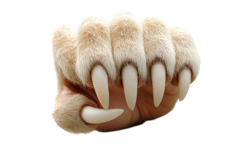 Furry Paw with Sharp Claws on Black Background Stock Image ...