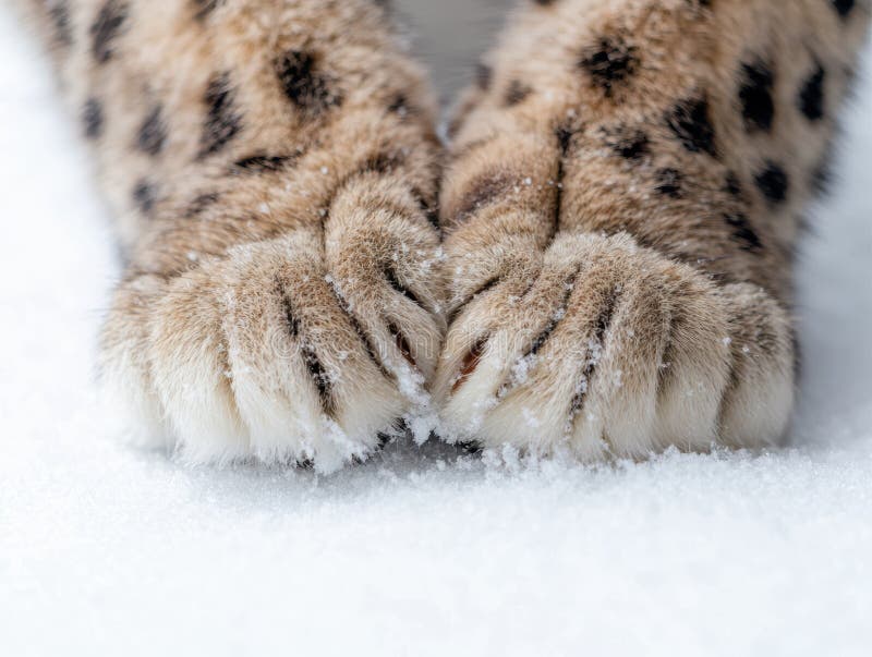 Furry paws in the snow stock illustration. Illustration of plush ...
