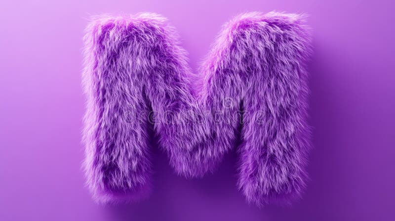 Furry Purple Letter M on a Matching Background with Soft Texture ...