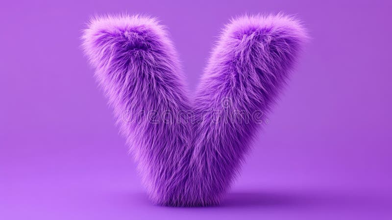 Furry Purple Letter V on a Matching Purple Background, Creative ...