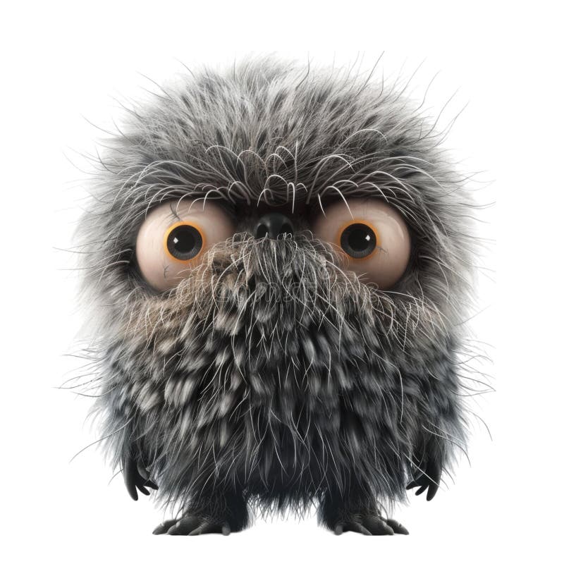 A Furry, Round Creature with Large Eyes and a Grumpy Expression Stock ...