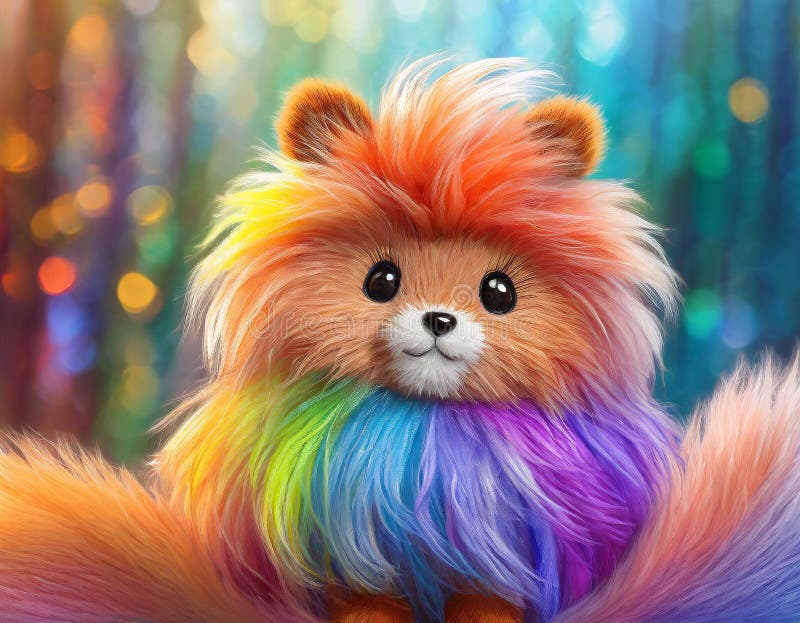 Furry, Tender and Fluffy Character, with Multicolored Hair - Generated ...