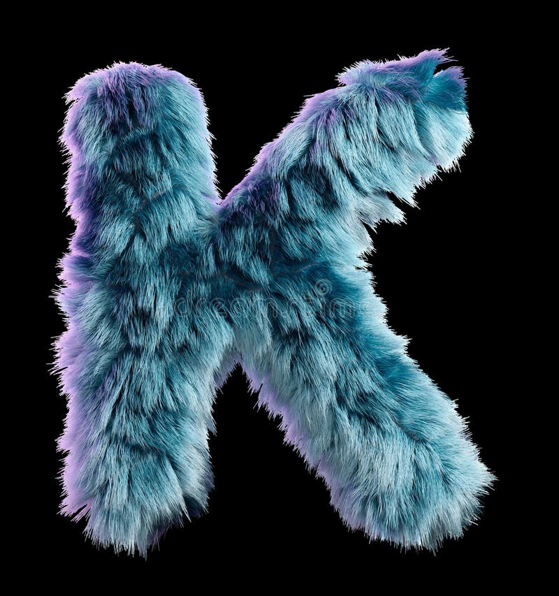 Creative Fur Letter K in Blue Standing on a White Background Stock ...