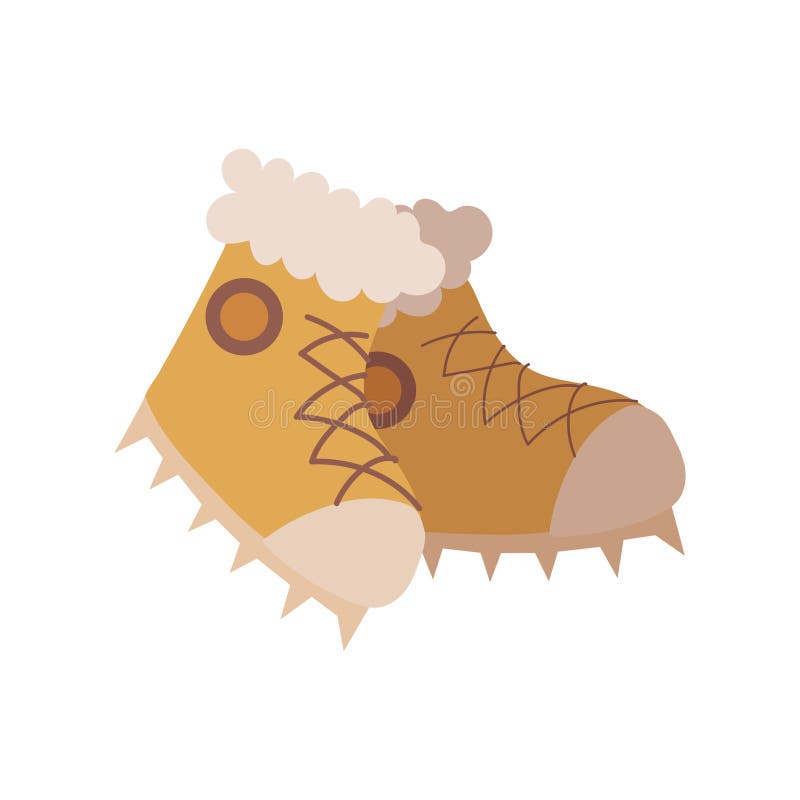Furry Winter Boots with Spikes. Vector Stock Illustration ...