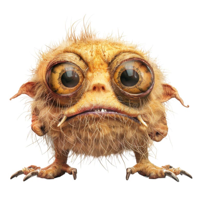 A Furry, Yellow Creature with Large Eyes and Claws Stock Photo ...