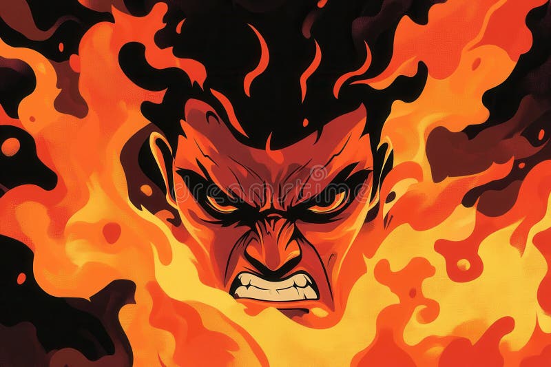 Fury Ignited in Flames with an Intense Expression and Bold Colors ...