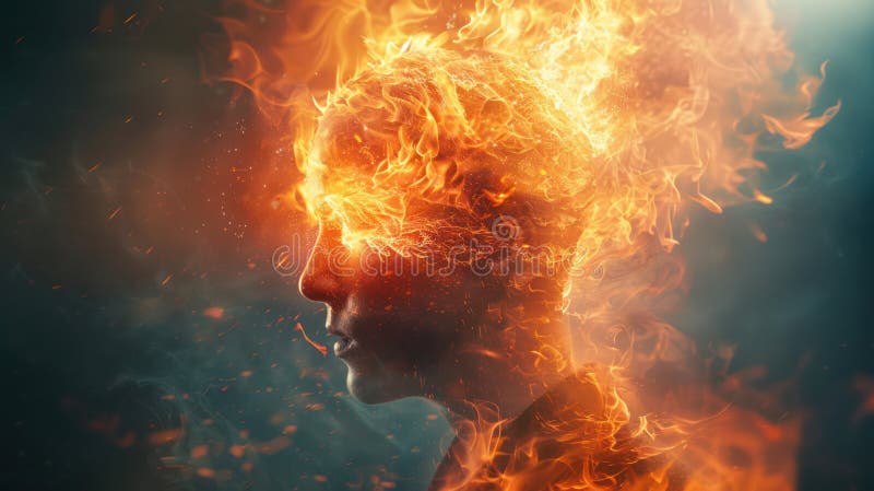 Fury Unleashed: a Conceptual Image of an Exploding Mind in Fiery Flames ...