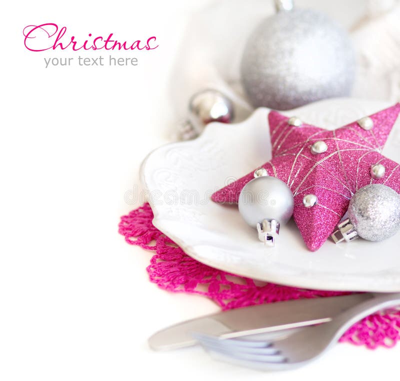 Fuschia Pink Christmas Table Setting Stock Photo - Image of fuschia ...