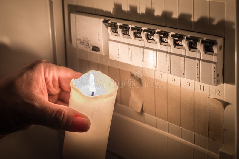 Fuse Box with Fuses in a Distribution Box during a Power Outage ...