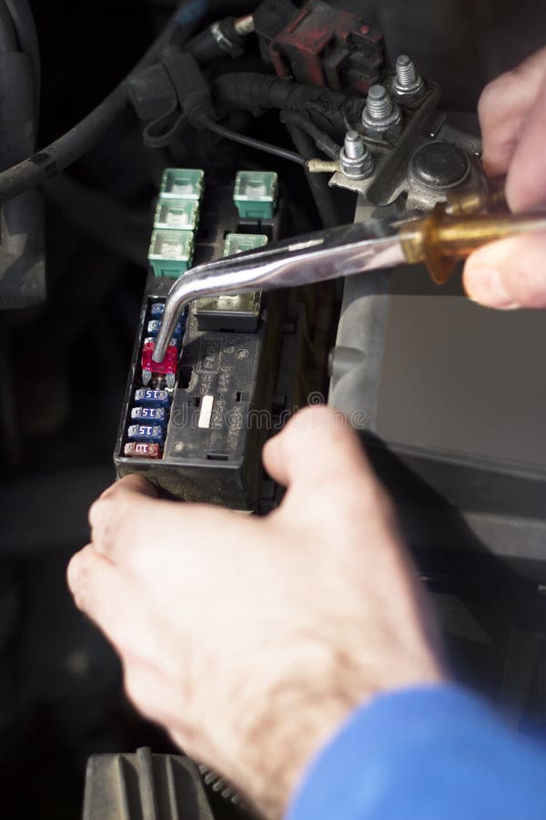 Fuse Box Under the Bonnet of the Car. Stock Image - Image of repair ...