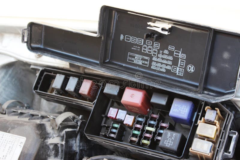 Fuse Box Under the Hood of the Car - Image Stock Photo - Image of ...