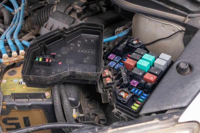 Fuse Panel Box Under the Hood of the Car Editorial Image - Image of ...