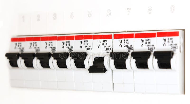 Fuse Panel or Circuit Breaker Box or Distribution Board Stock Image ...