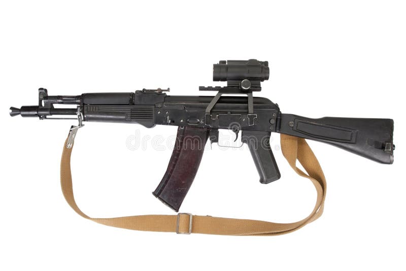 Fusil De Kalachnikov Avec La Vue Optique Sur Le Blanc Image stock ...