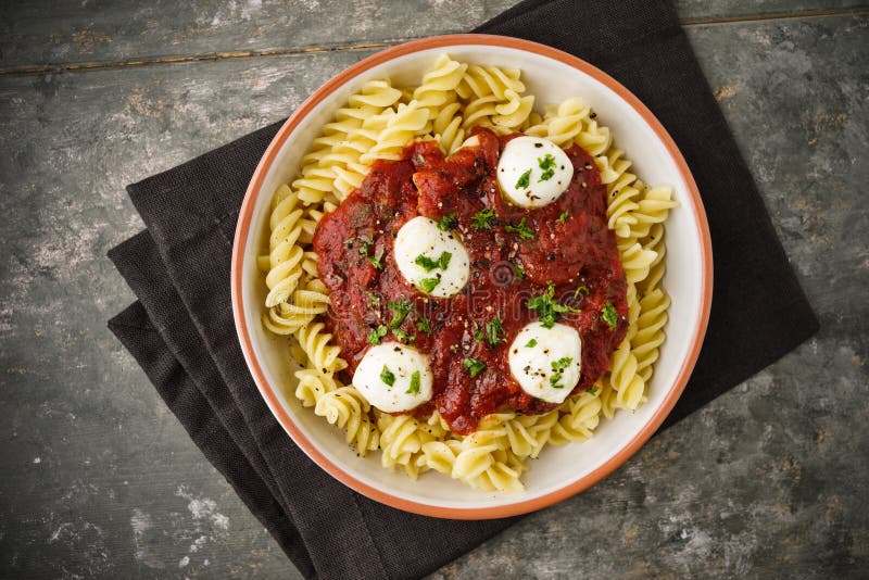 Fusilli alla napoletana stock photo. Image of fusilli - 115185544
