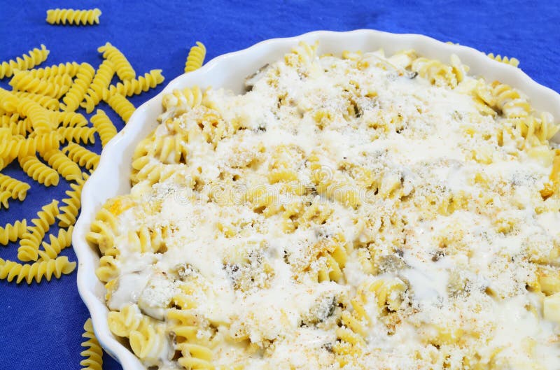 Fusilli and cheese stock image. Image of blue, tablecloth - 45918261