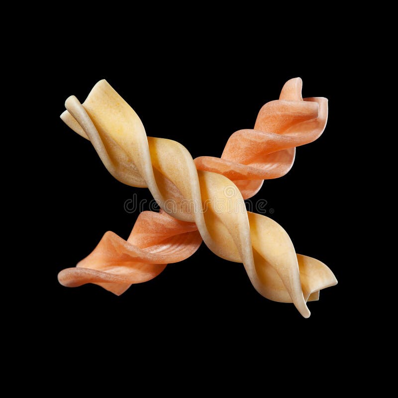 Fusilli, Corkscrew-shaped Pasta, Italian Food, Isolated on Black ...