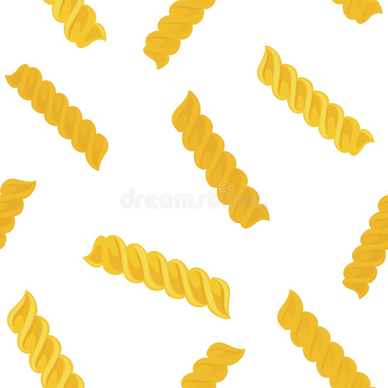 Fusilli. Seamless Pattern with Doodle Kind of Pasta. Hand-drawn ...
