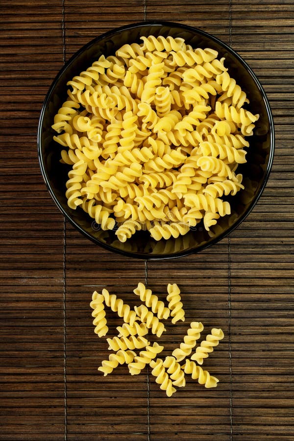 Fusilli Pasta in a Black Bowl Stock Photo - Image of good, cook: 32641876