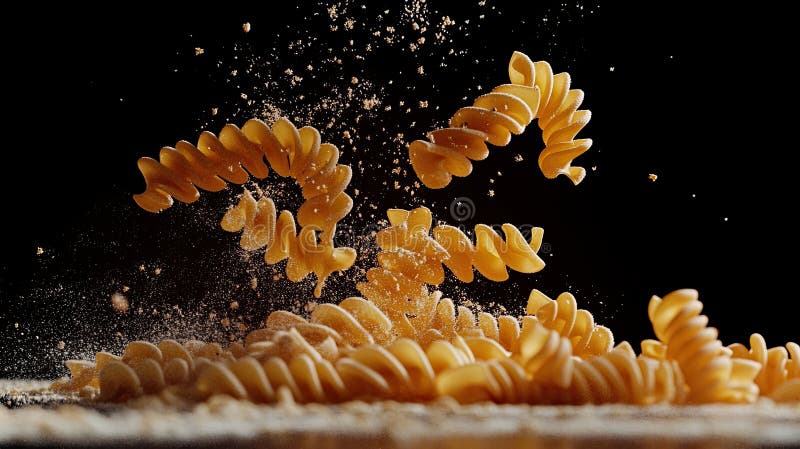Fusilli Pasta Falling through the Air. Dynamic Food Image Showing ...