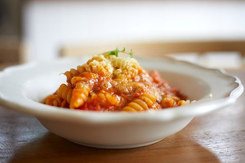 Fusilli Pasta with Tomato Sauce Stock Image - Image of healthy, recipe ...